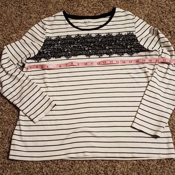 Studio Works | Tops | Womens Ls Striped And Lace Blouse | Poshmark